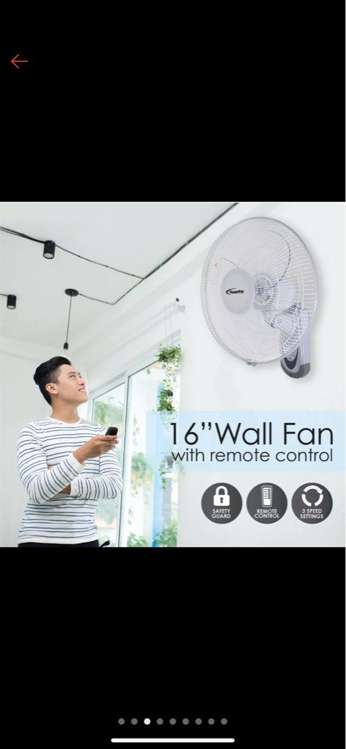 Powerpac wall fan 16 inch with remote control, Furniture & Home Living ...