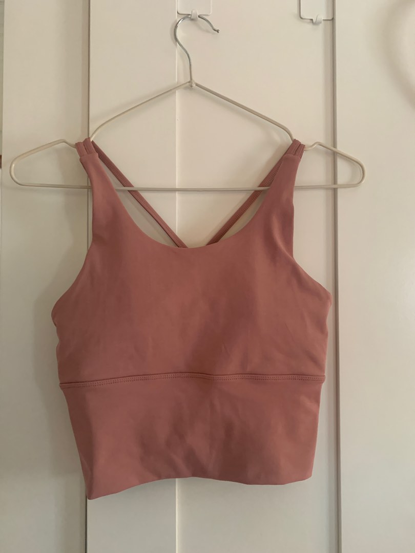 [pre-loved] pink sports yoga top with foam padding, Women's Fashion ...