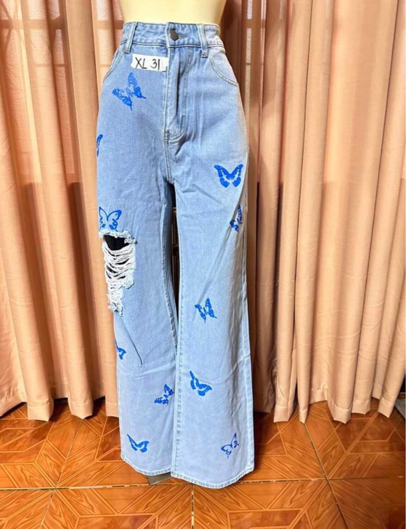 PREMIUM BUTTERFLY PANTS, Women's Fashion, Bottoms, Jeans on Carousell