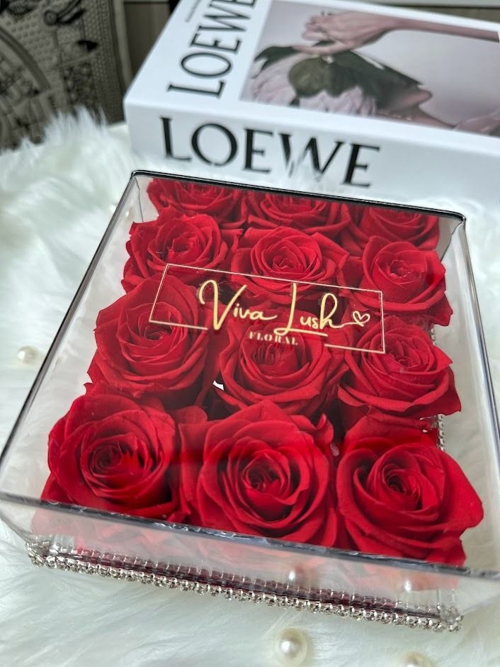 Preserved Red Roses with Signature Crystal Box, Hobbies & Toys ...
