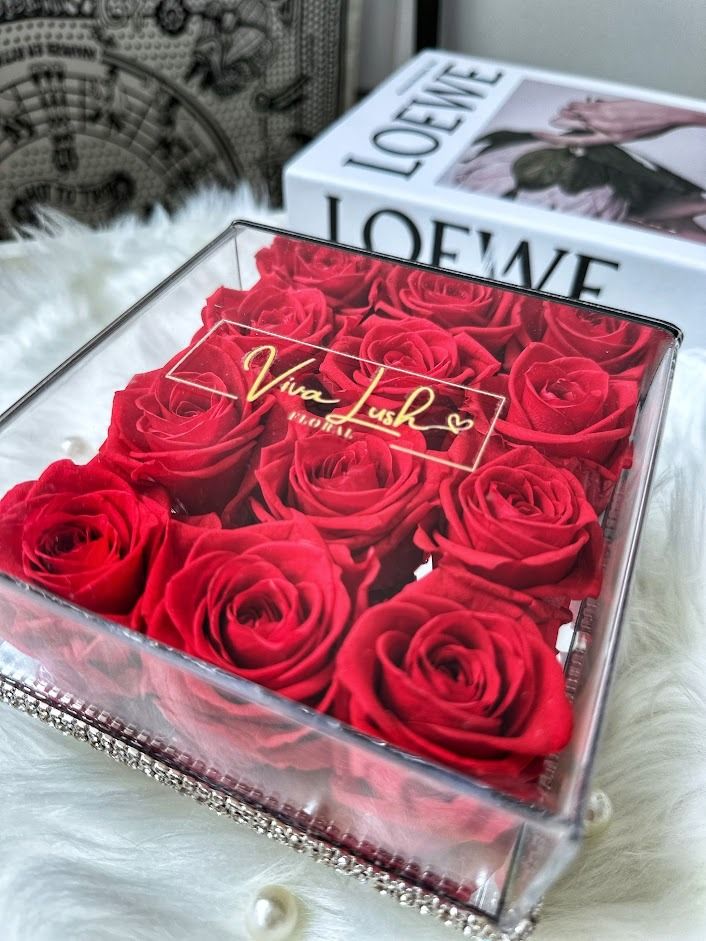 Preserved Red Roses with Signature Crystal Box, Hobbies & Toys ...