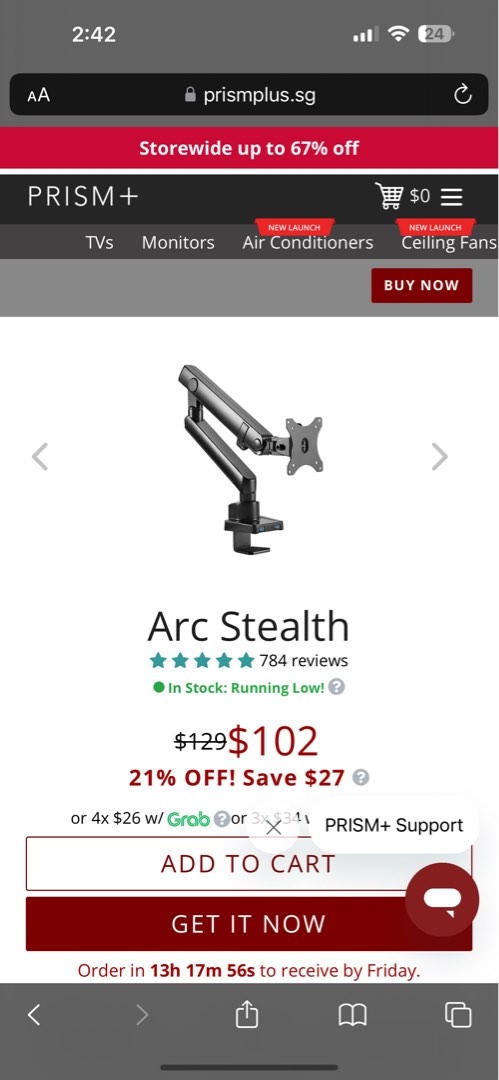 Prism+ Arc Stealth, Computers & Tech, Parts & Accessories, Monitor ...