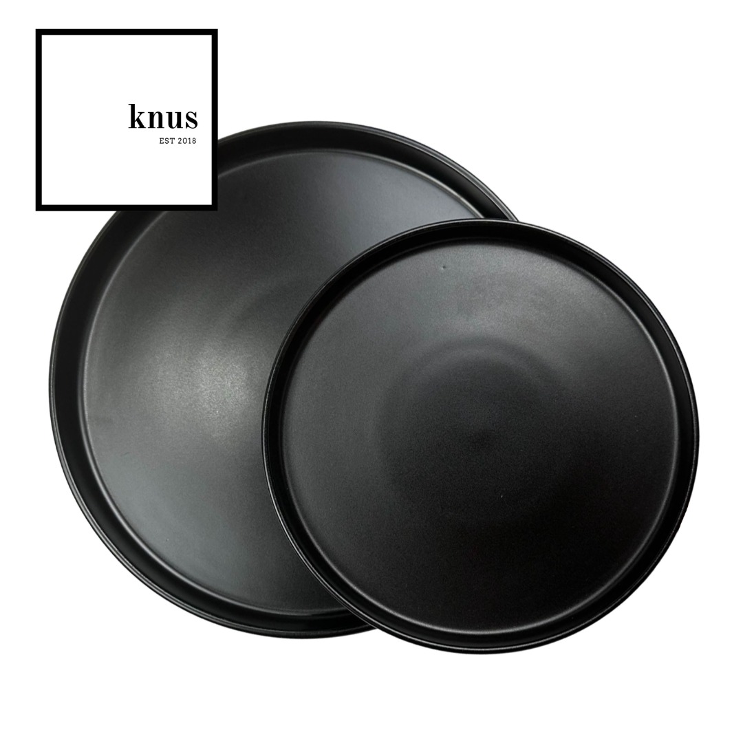 RAVEN Black Matte Glaze Lipped Modern Dinner Plate Salad Plate ...