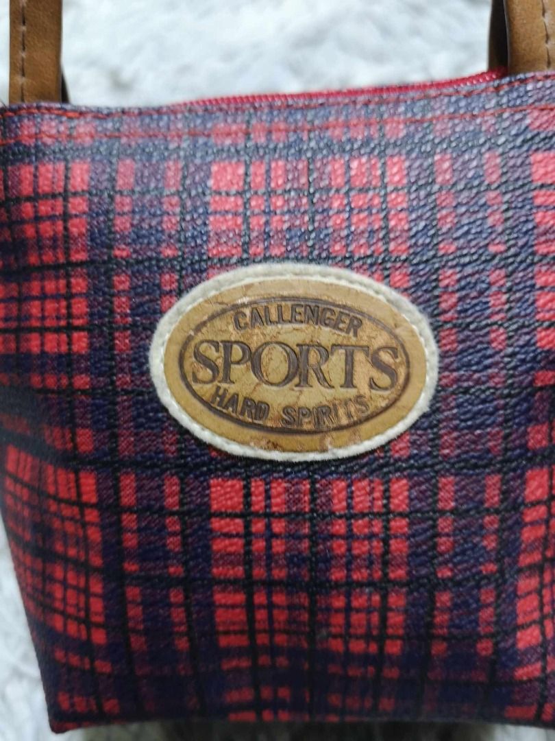 Red Checkered Zipper Bag Coin Purse, Women's Fashion, Bags & Wallets ...