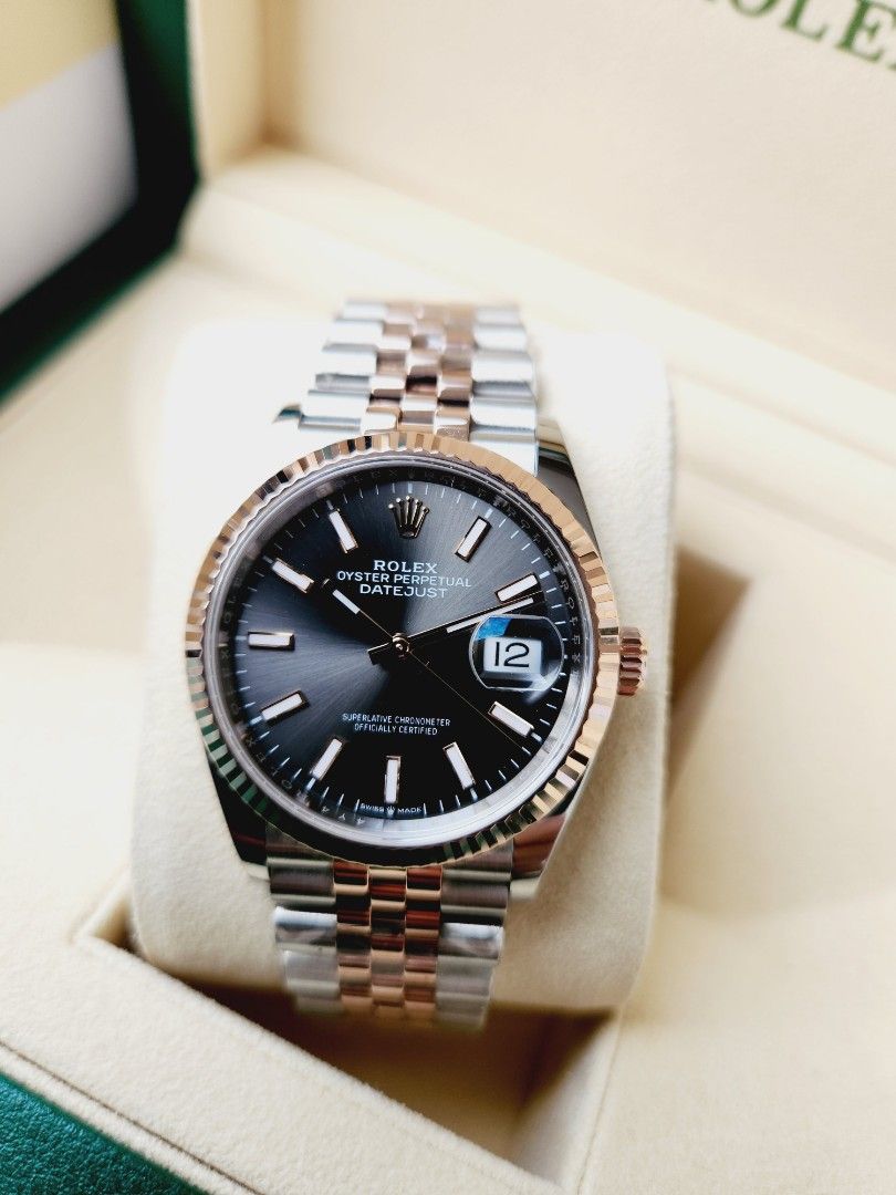 Rolex Datejust 36mm 18k Everose Gold Rhodium Dial Full Set Below SRP ...