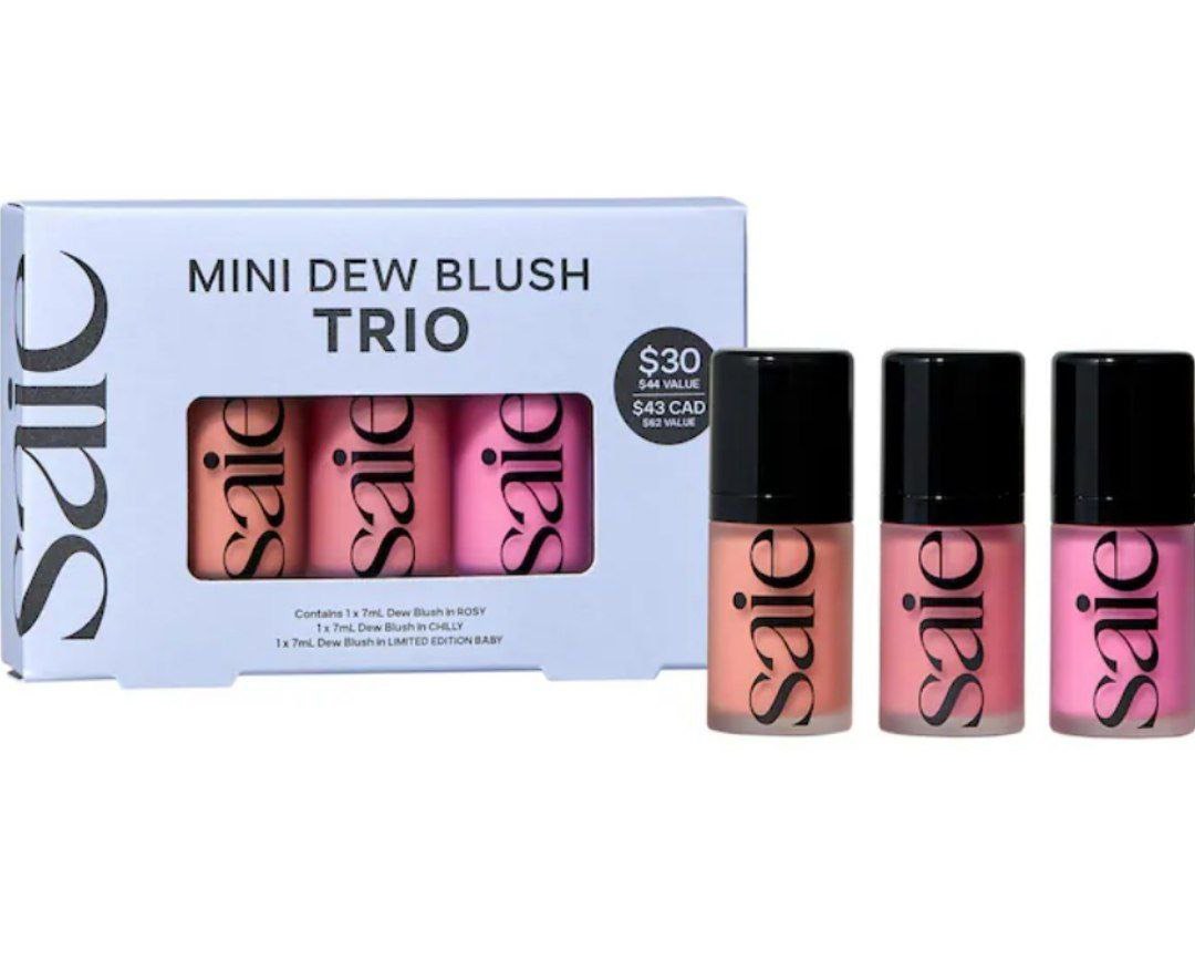 LIMITED EDITION Saie Mini Dew Blush Trio set (PO), Beauty & Personal ...