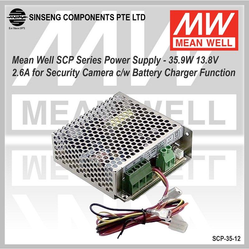 SCP-35-12 Mean Well Power Supply - 35.9W 13.8V 2.6A for Security Camera ...
