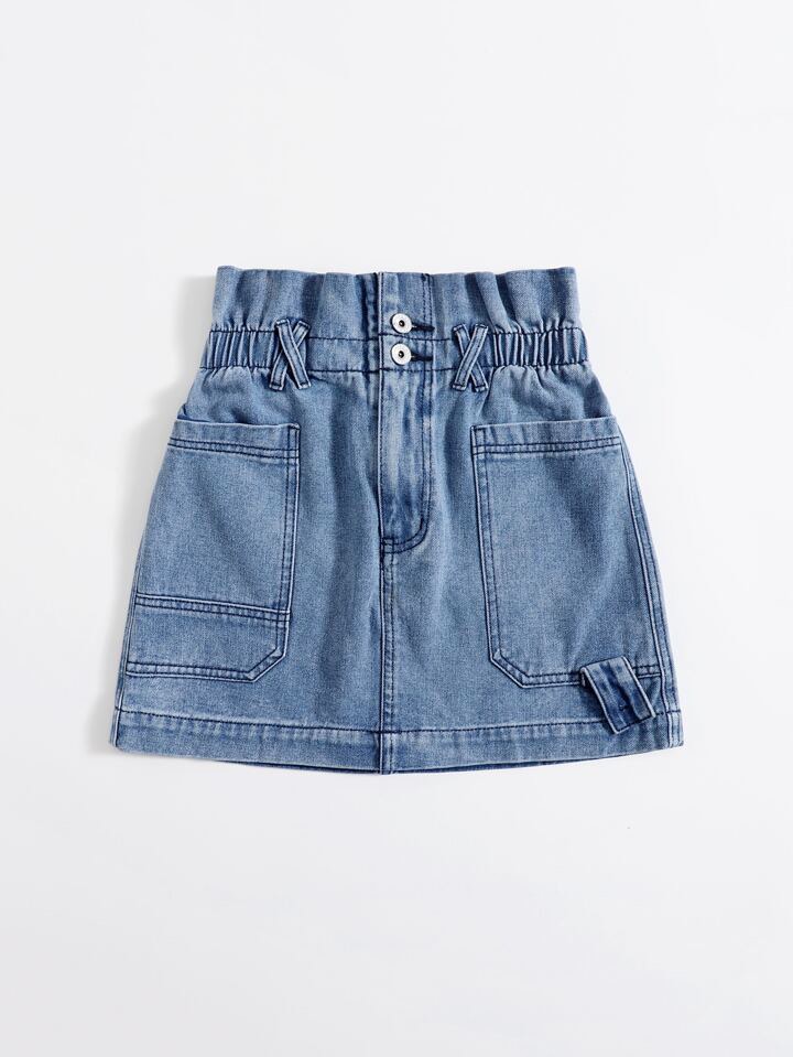 Shein Paper Bag High Waist Denim Skirt, Women's Fashion, Bottoms ...