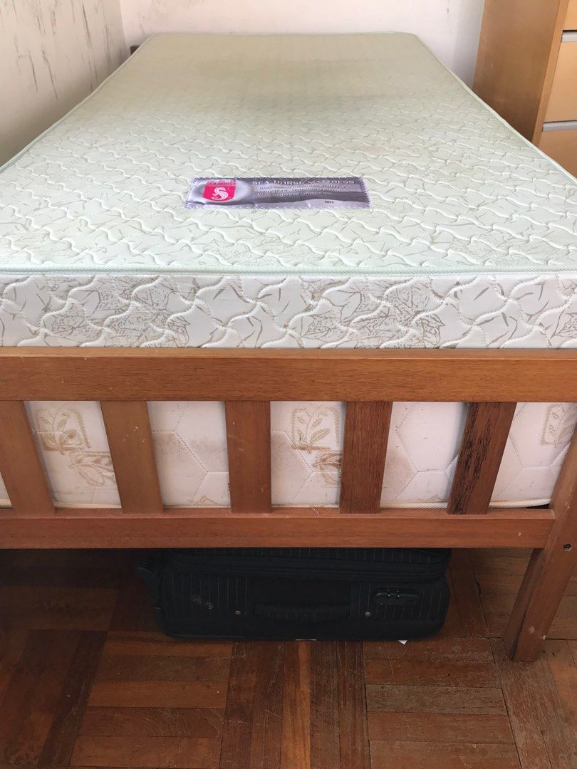 Single bed +mattress +super single mattress, Furniture & Home Living ...