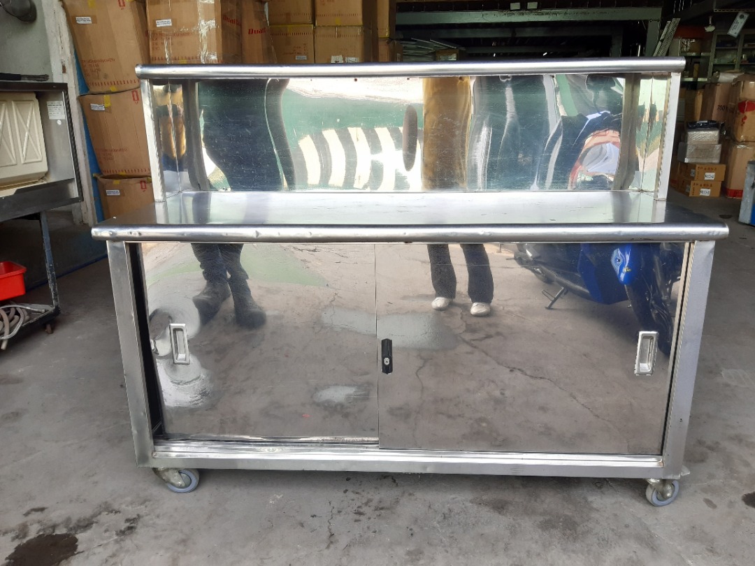 STAINLESS STEEL WORKING COUNTER TABLE with CABINET, Furniture & Home ...