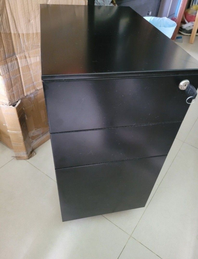 Stand Up Desk Store Slim 3 drawer file cabinet 11.8"x20.5"x23.6" black ...