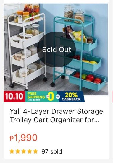 Storage Organizer Pull-out Trolley, Furniture & Home Living, Home ...