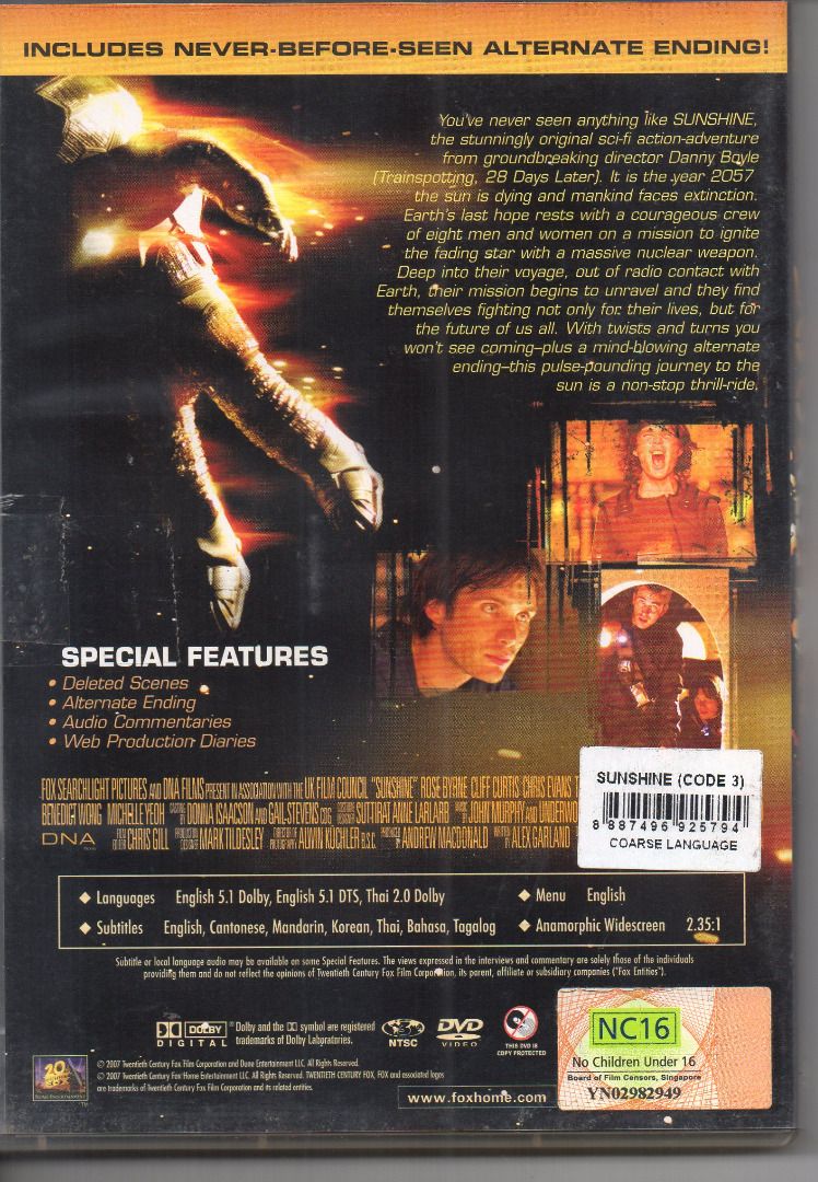 Sunshine ***original dvd***, Hobbies & Toys, Music & Media, CDs & DVDs ...