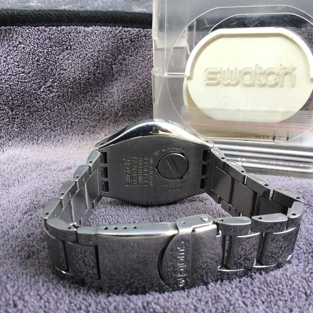 Swatch Irony Stainless Steel, Fesyen Pria, Jam Tangan di Carousell