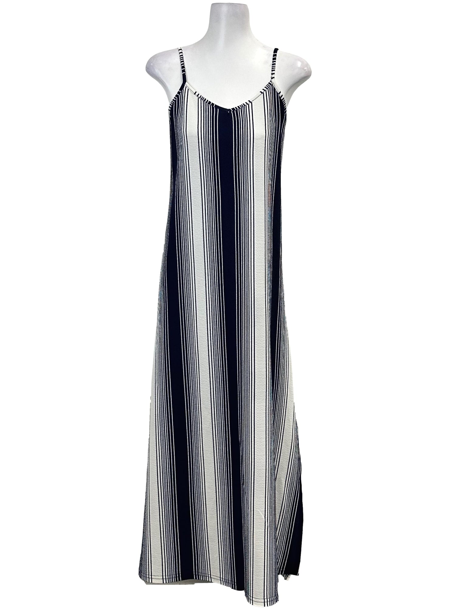TEMT Navy Blue and White Striped Maxi Dress, Women's Fashion, Dresses ...