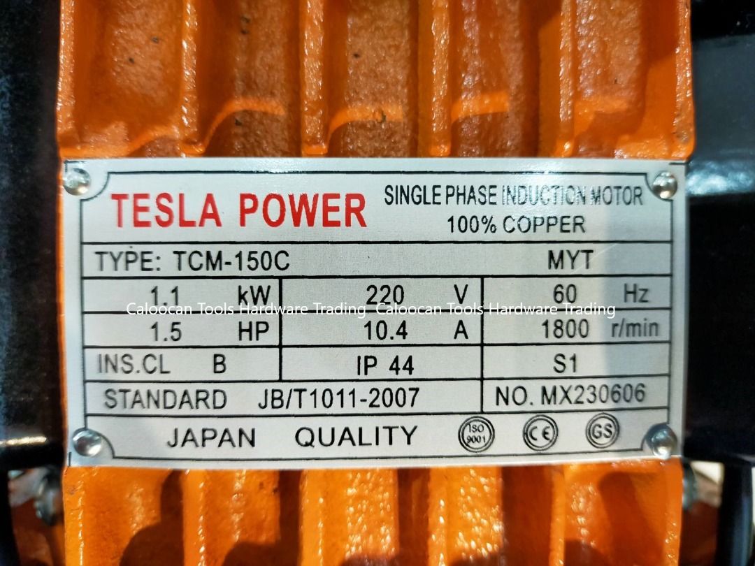 TESLA POWER Single Phase Induction Motor 1.5hp (YC-905-4-C/TCM-150-C ...