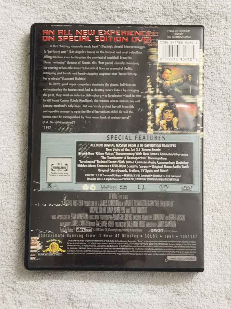 The Terminator (1984) DVD-9, Hobbies & Toys, Music & Media, CDs & DVDs on Carousell