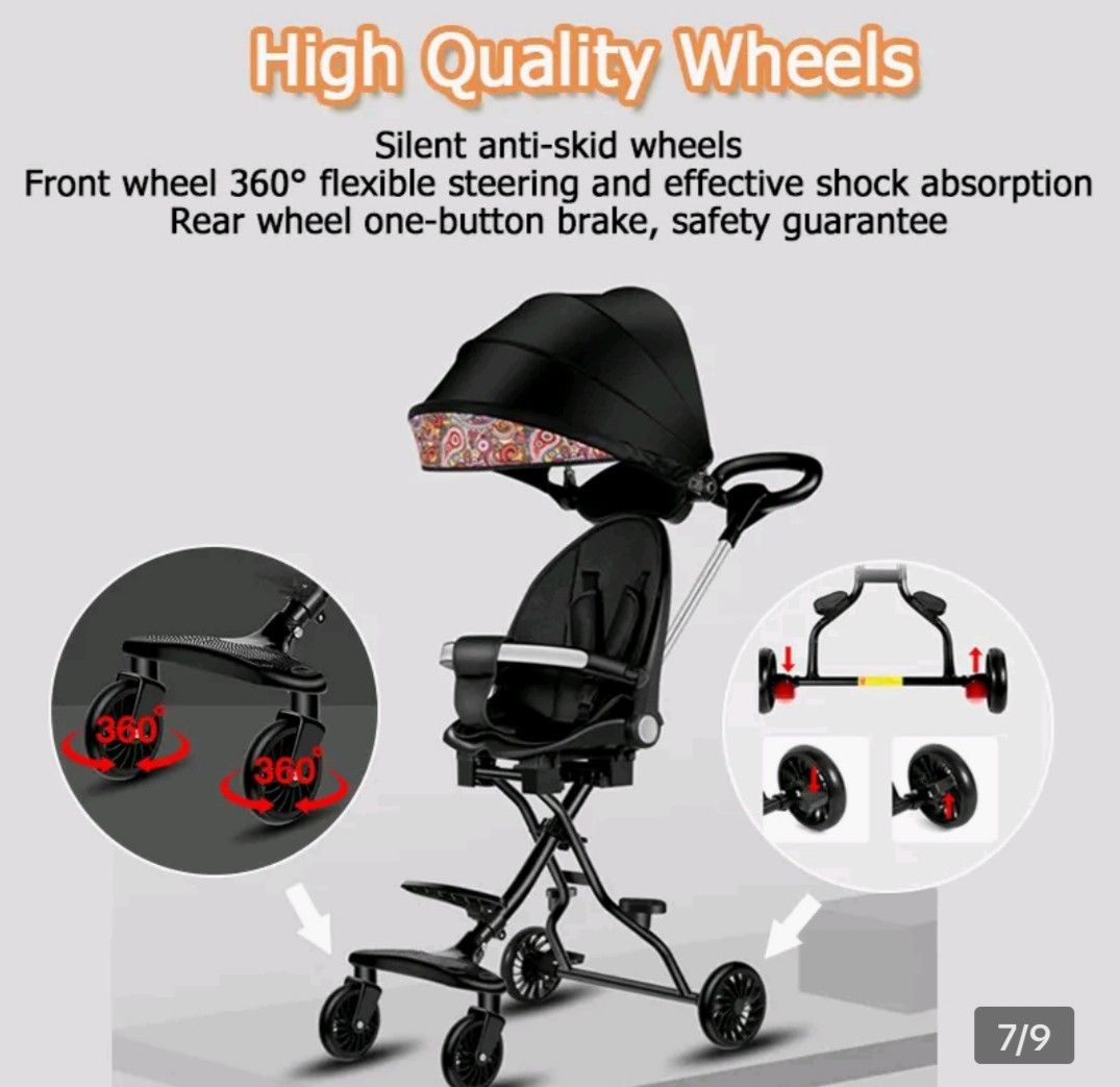 Topborn Baby Stroller, Foldable, Lightweight, Two-way, Can sit or Lie ...
