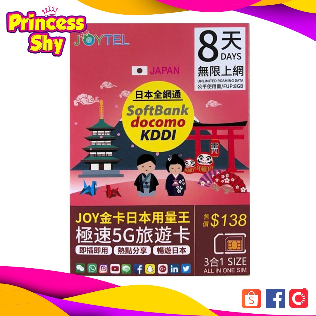 Travel Sim Japan 8 Day Data SIM 8GB High Speed Data + Thereafter ...