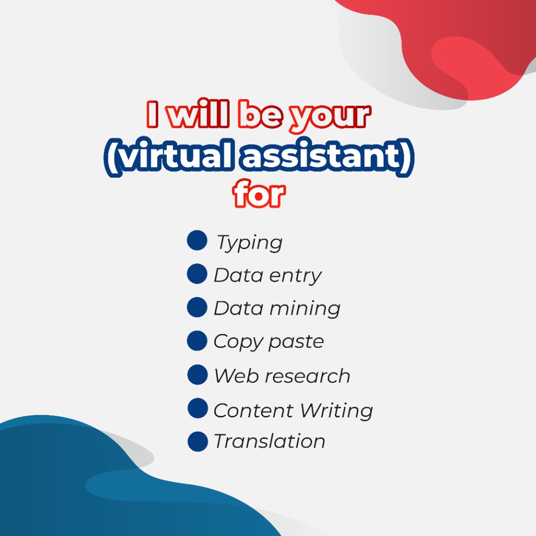 virtual assistant for Typing / Data Entry /Data Mining / Copy Paste / Web research / Content ...