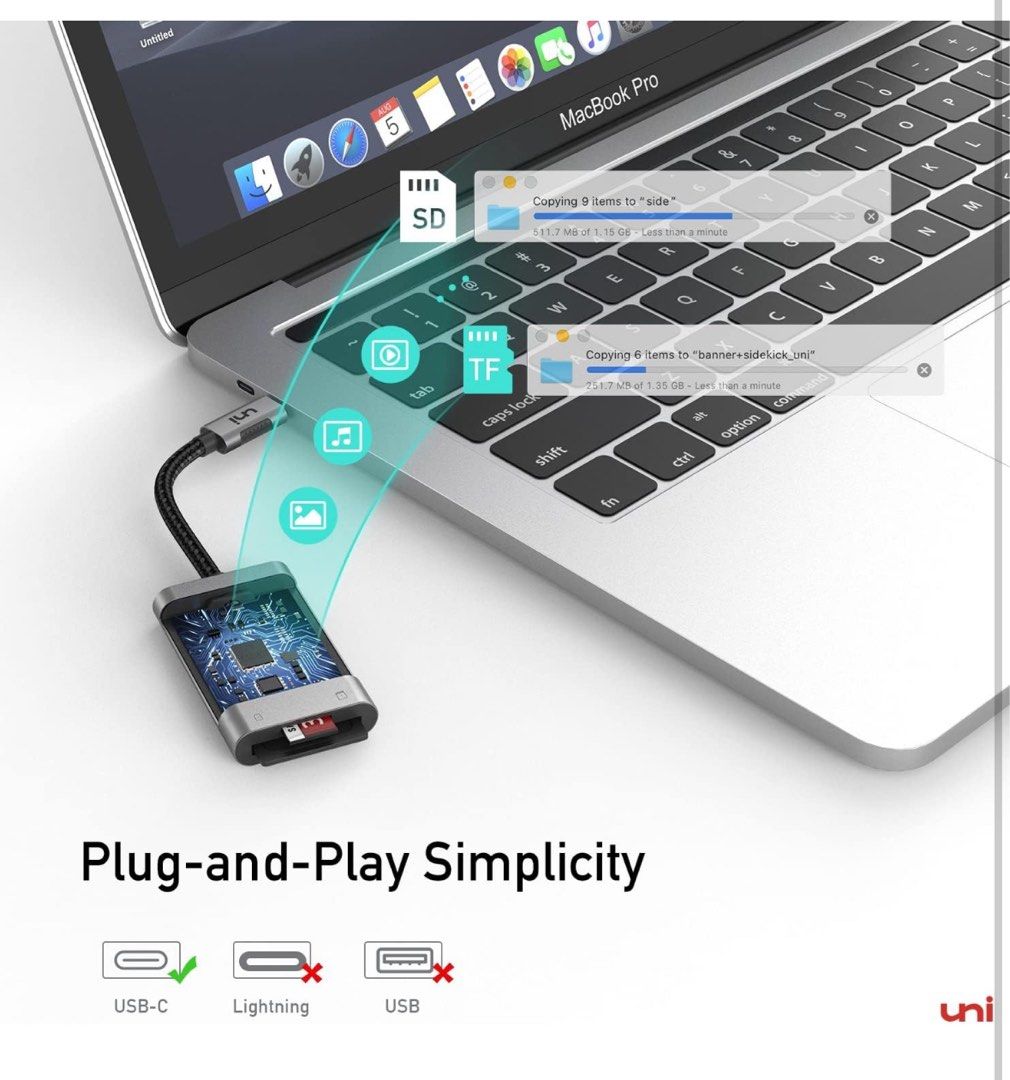 uni USB C SD Card Reader, Sturdy Micro SD Card Adapter (Durable Nylon ...
