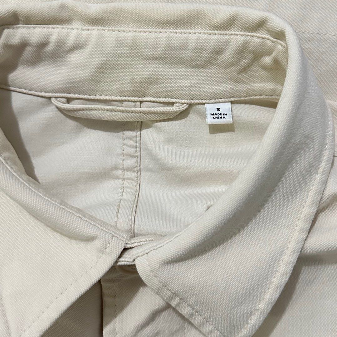 Uniqlo Off White Jersey Utility Overshirt, Men's Fashion, Coats ...