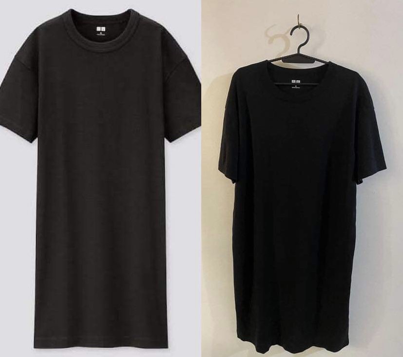 UNIQLO RELAXED FIT CREW NECK BLACK (SMALL), Women's Fashion, Dresses ...