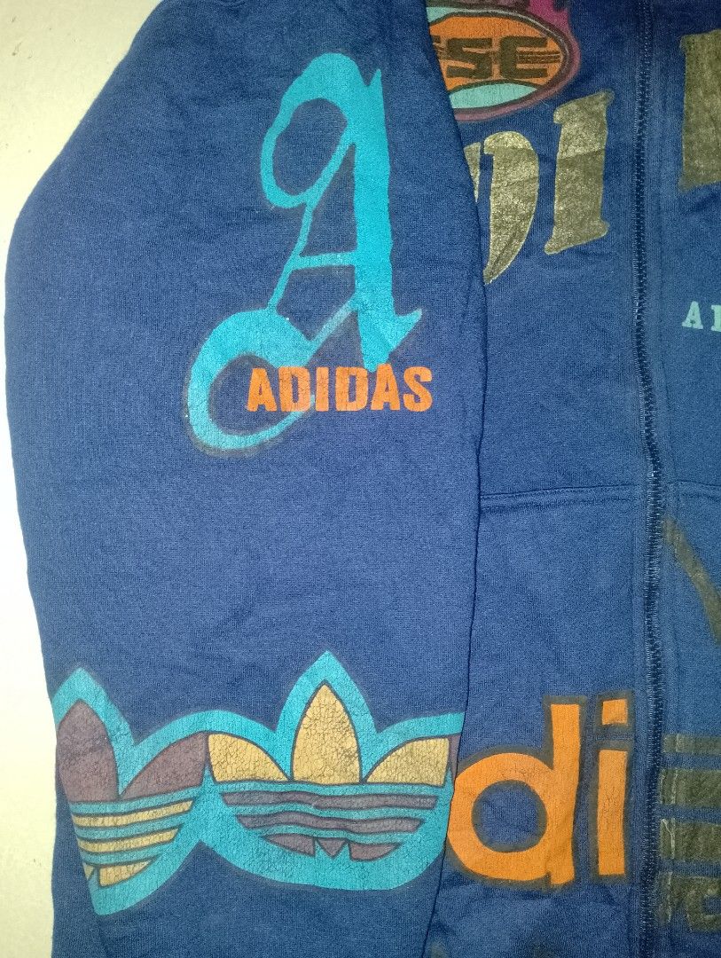 Vintage Adidas 90s Big Logo Trefoil Jaspo Ski Hoodie, Men's Fashion ...