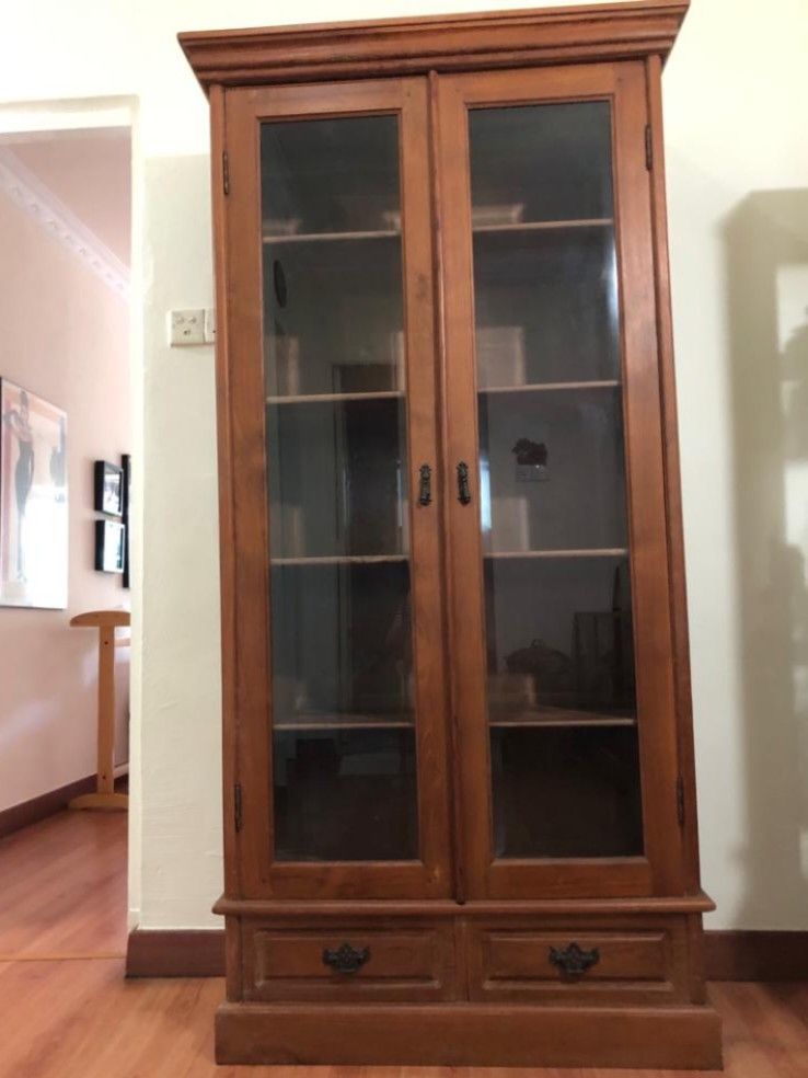 VINTAGE display cabinet / book rack with glass door, Furniture & Home ...