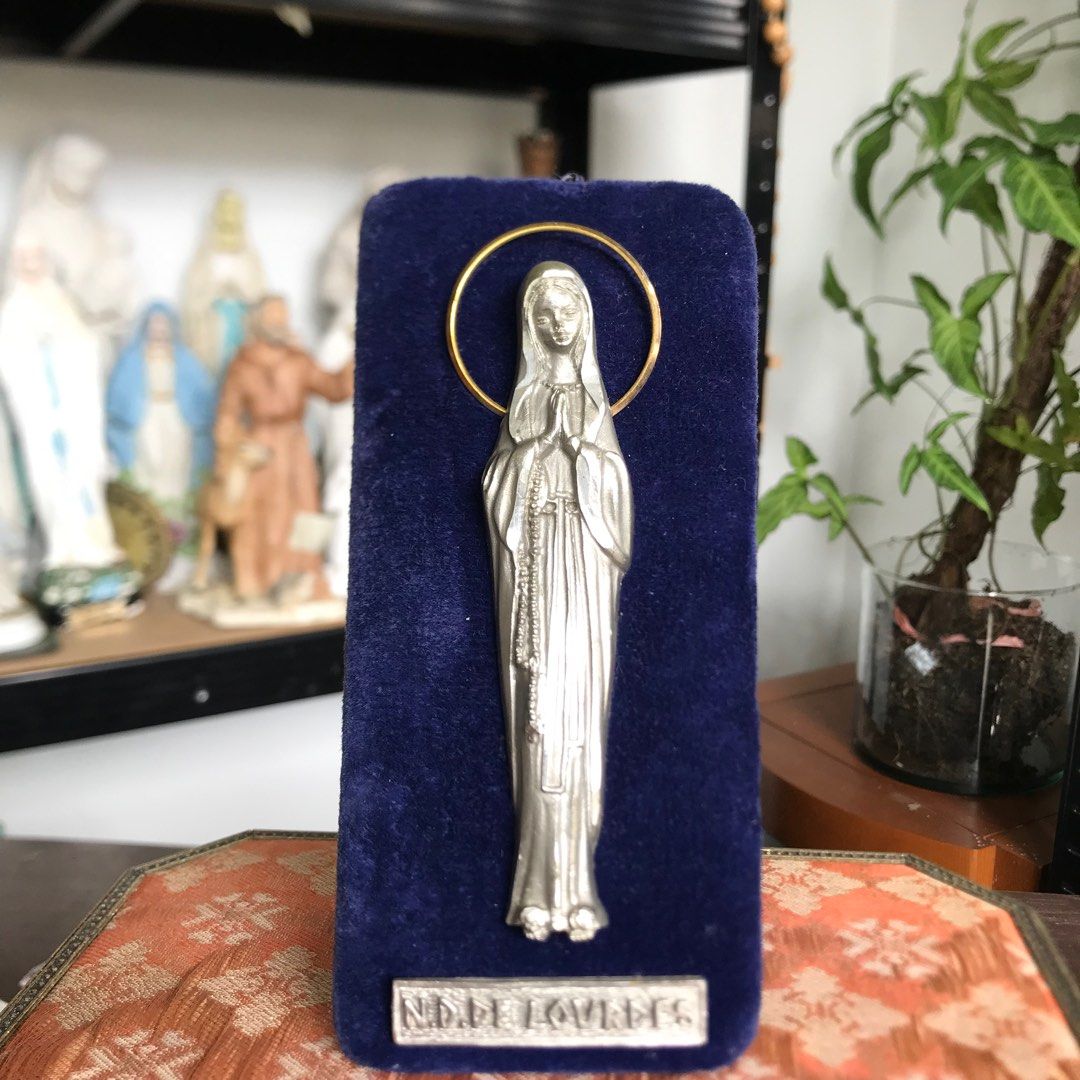 Vintage metal Our Lady Of Lourdes plaque., Hobbies & Toys, Memorabilia ...