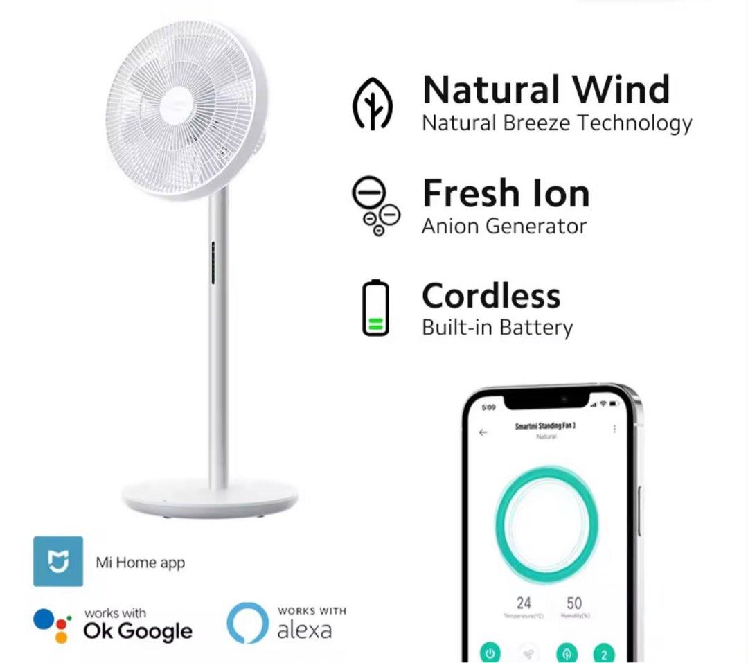 Xiaomi Smart Standing Fan 3 with Built-in Battery Smartmi Remote ...