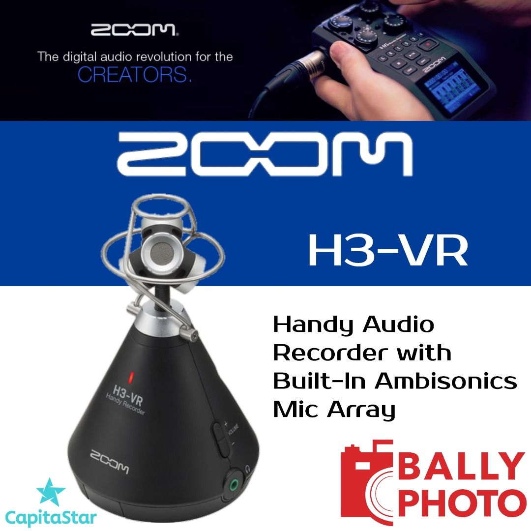 Zoom H3-VR Handy Audio Recorder with Built-In Ambisonics Mic Array, Photography, Photography ...