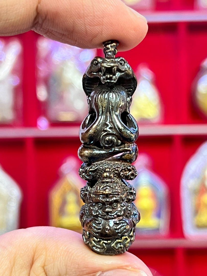 3-in-1 Pra Pidta & Rahu & Naga Old Metals & 1 Handwritten Takrut LP ...