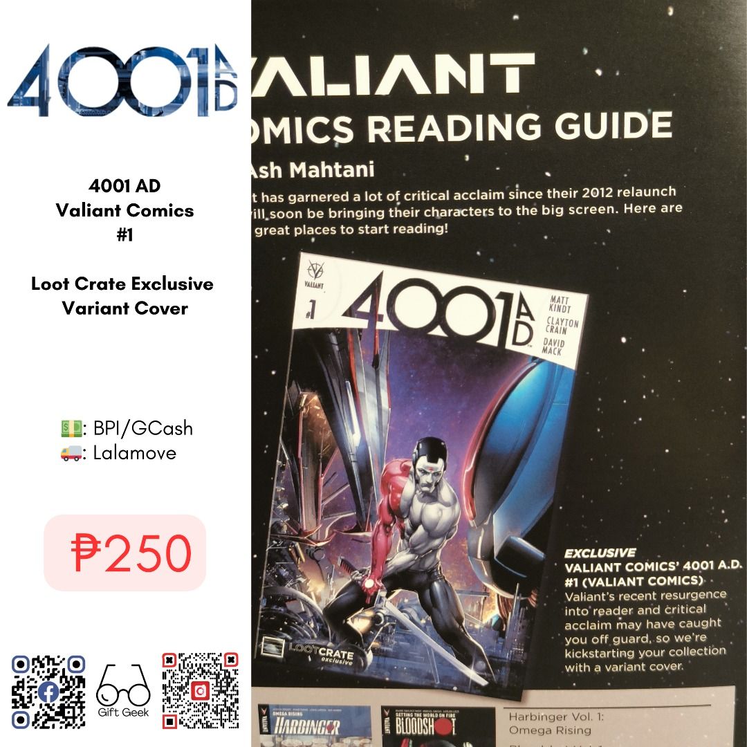 4001 AD Valiant Comics #1 Loot Crate Exclusive Variant Cover Comic ...