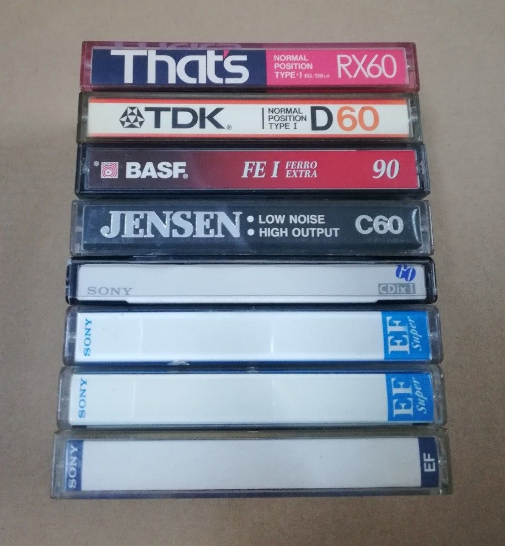 8 pcs Used Sony Jensen Basf TDK That's Cassette Tape, Audio, Portable Audio Accessories on Carousell