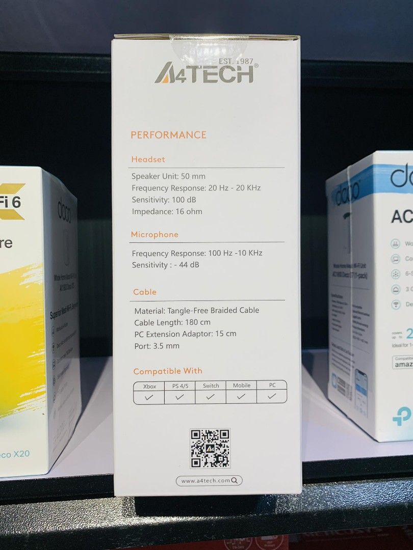 A4Tech FH200i Conference Over-Ear Headphone with Noise Cancelling Mic & Dual Jack Adapter Blue ...