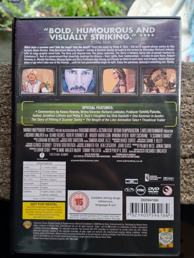 A Scanner Darkly DVD (2006) Keanu Reeves, Robert Downey Jr., Woody ...