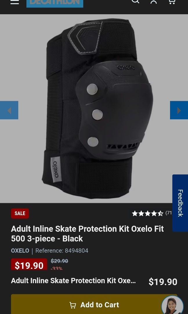 Adult Inline Skate Protection Kit Oxelo Fit 500 3-piece - Black, Sports ...