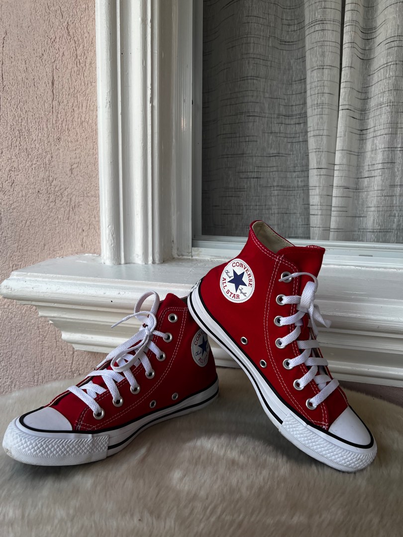 Authentic Converse Hi cut Sneakers in Red, Women's Fashion, Footwear ...