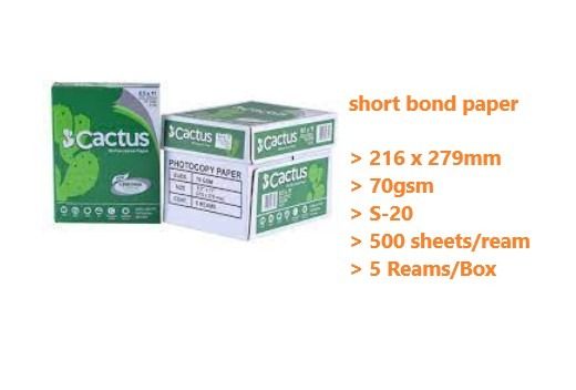 Available Sizes on Cactus Bond Paper ( Short,A4 and Long), Computers ...