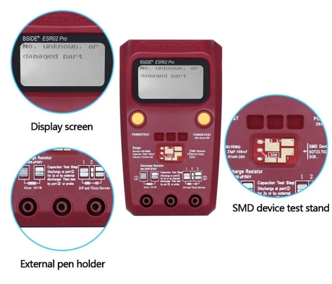 B3)BSIDE ESR02 PRO Digital Transistor SMD Components Tester Diode ...