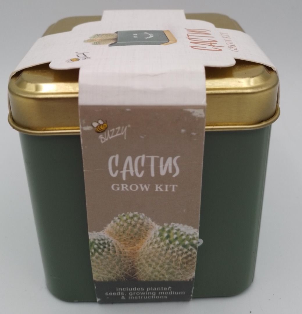 BUZZY Cactus Grow Kit in Tin Can includes Planter Seeds and Growing ...