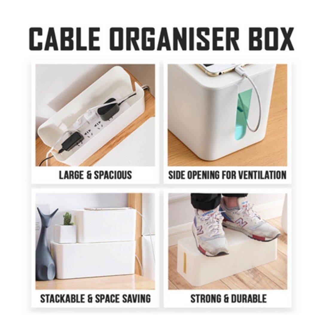Cable Storage Box Organizer Hideaway Cable Box Management Safety ...