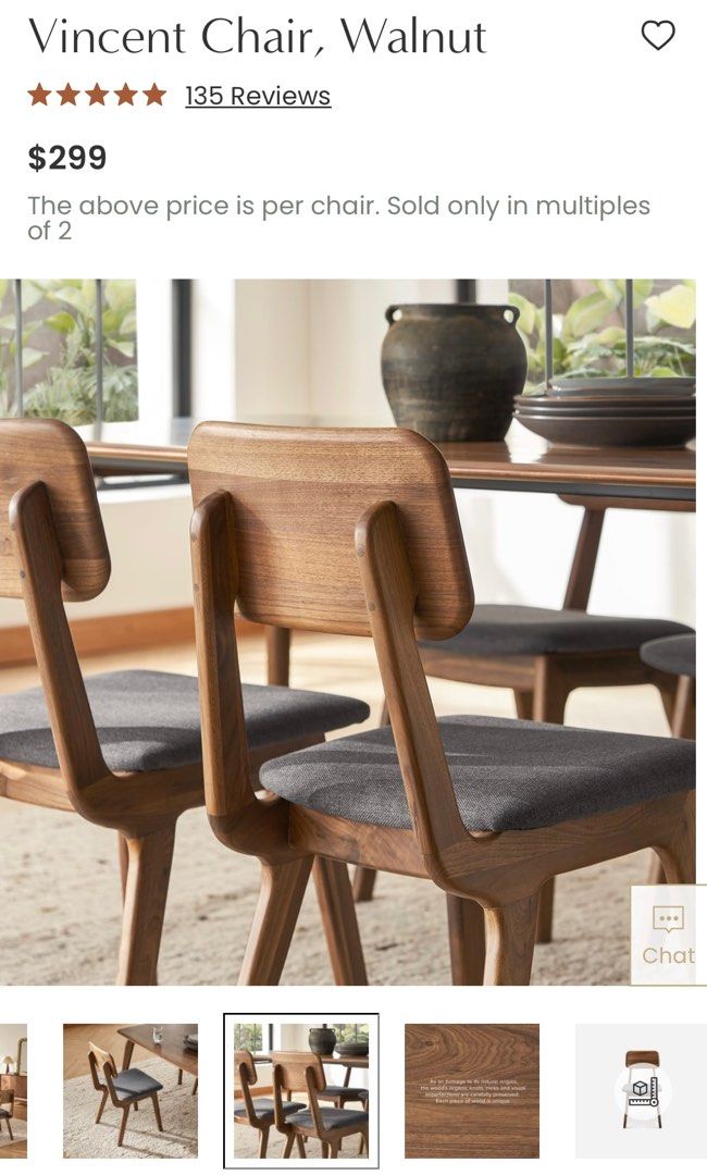 Castlery Vincent Chair, Walnut, Furniture & Home Living, Furniture ...