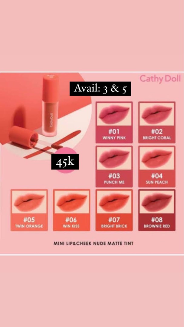 Cathy doll lip tint lip & cheek matte tint, Kesehatan & Kecantikan ...