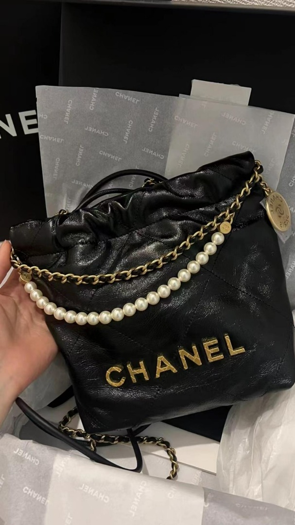 CHANEL 23s mini 22 bag with pearl full set, Luxury, Bags & Wallets on ...