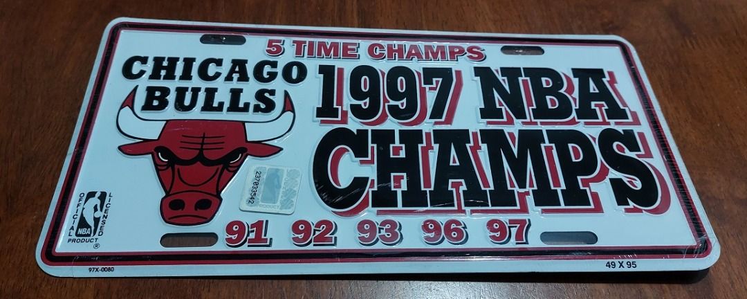 Chicago Bulls 5 Time Champs Car Plate, Hobbies & Toys, Memorabilia ...