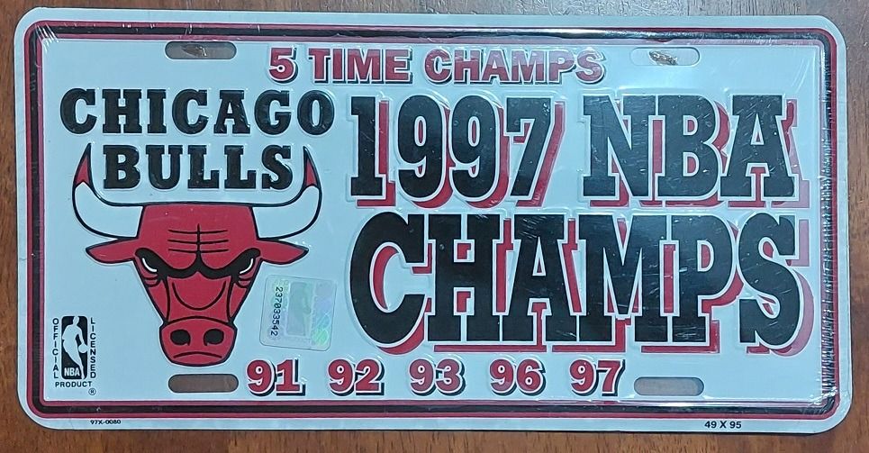 Chicago Bulls 5 Time Champs Car Plate, Hobbies & Toys, Memorabilia ...