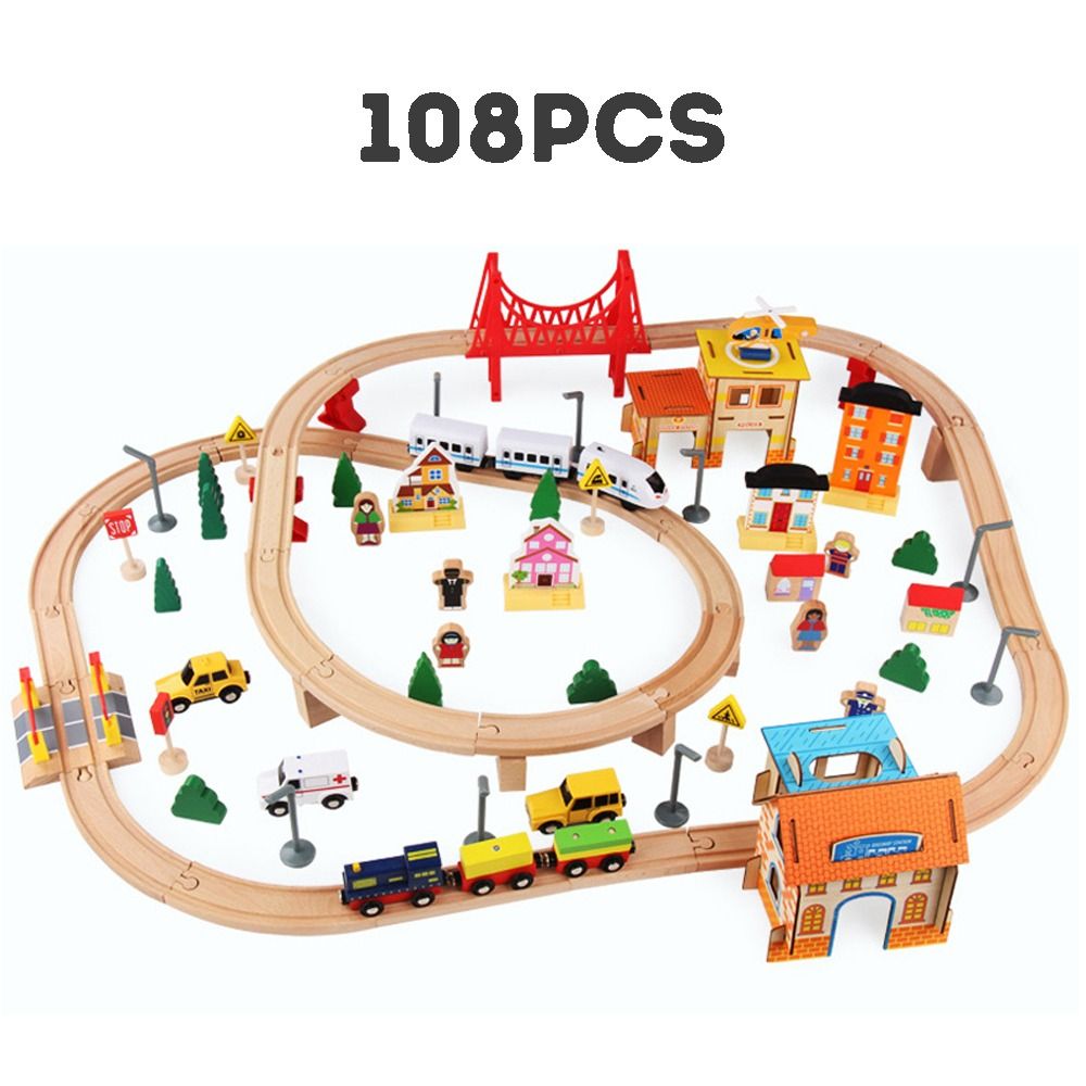 Children's Wooden Toy Train Track Set for a Virtual Traffic City ...