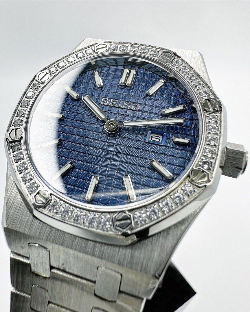 Custom Seiko Mod Blue Stone AP Quartz 33.5mm, Men's Fashion, Watches ...